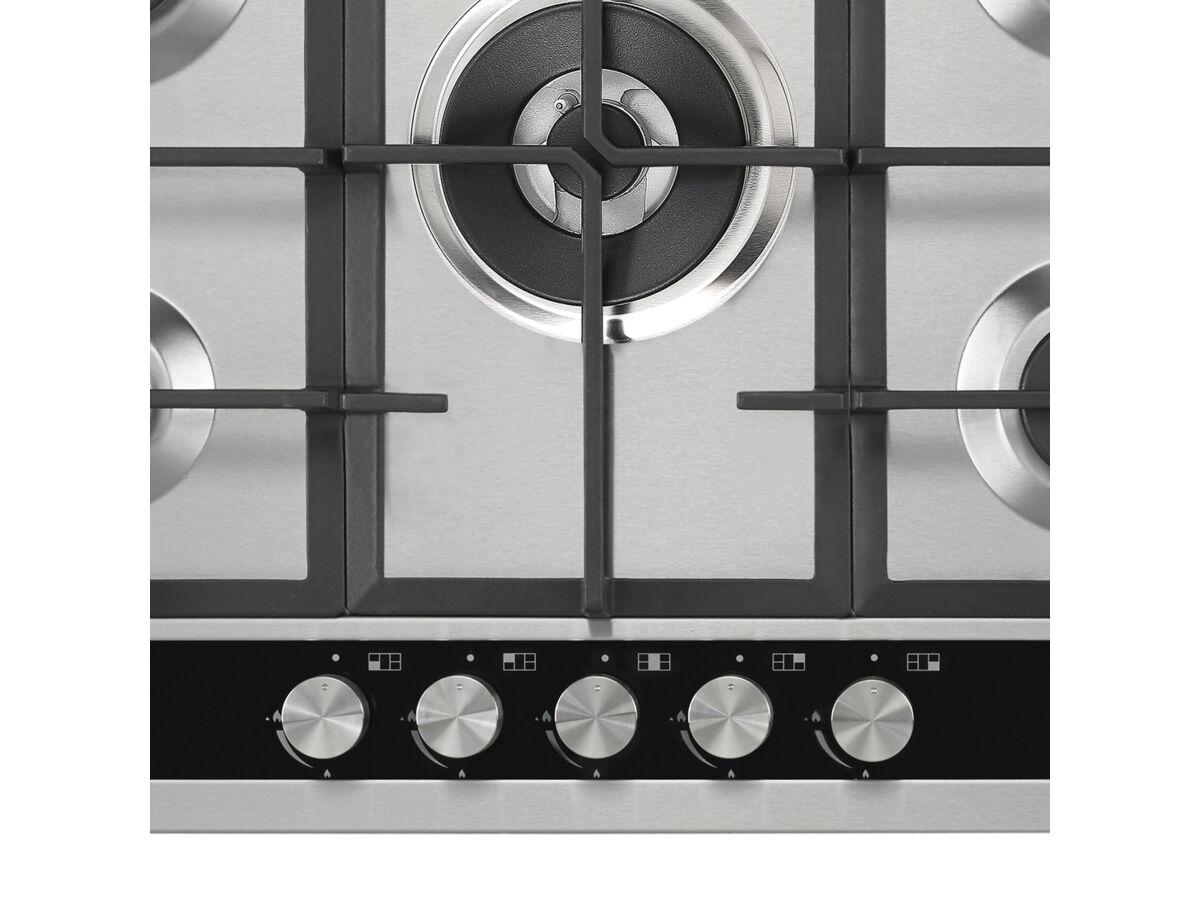 InAlto Cooktop Gas 700mm 5 Burner Including Wok Burner from Reece