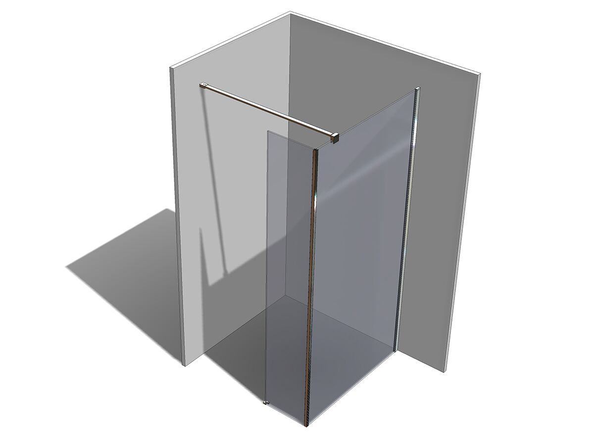 Kado Lux Fixed Shower Screen with Side Panel and Wall Support 1000mm ...
