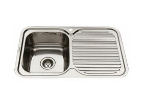 Nugleam Single Bowl with Drainer Left Hand 750mm Stainless Steel from Reece