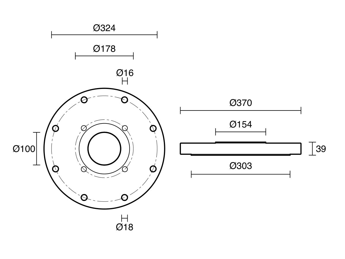 Dimax Mild Steel Offtake Flange PN16 B7 225mm x 100mm from Reece