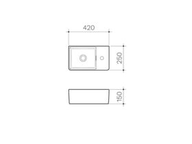 Clark Square Hand Wall Basin with Overflow 1 Taphole 420mm White from Reece