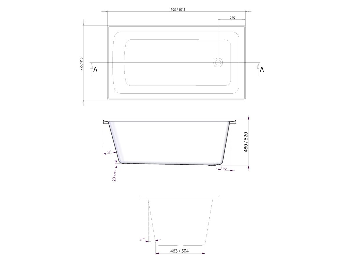 Shenseki 1400 Inset Bath White from Reece