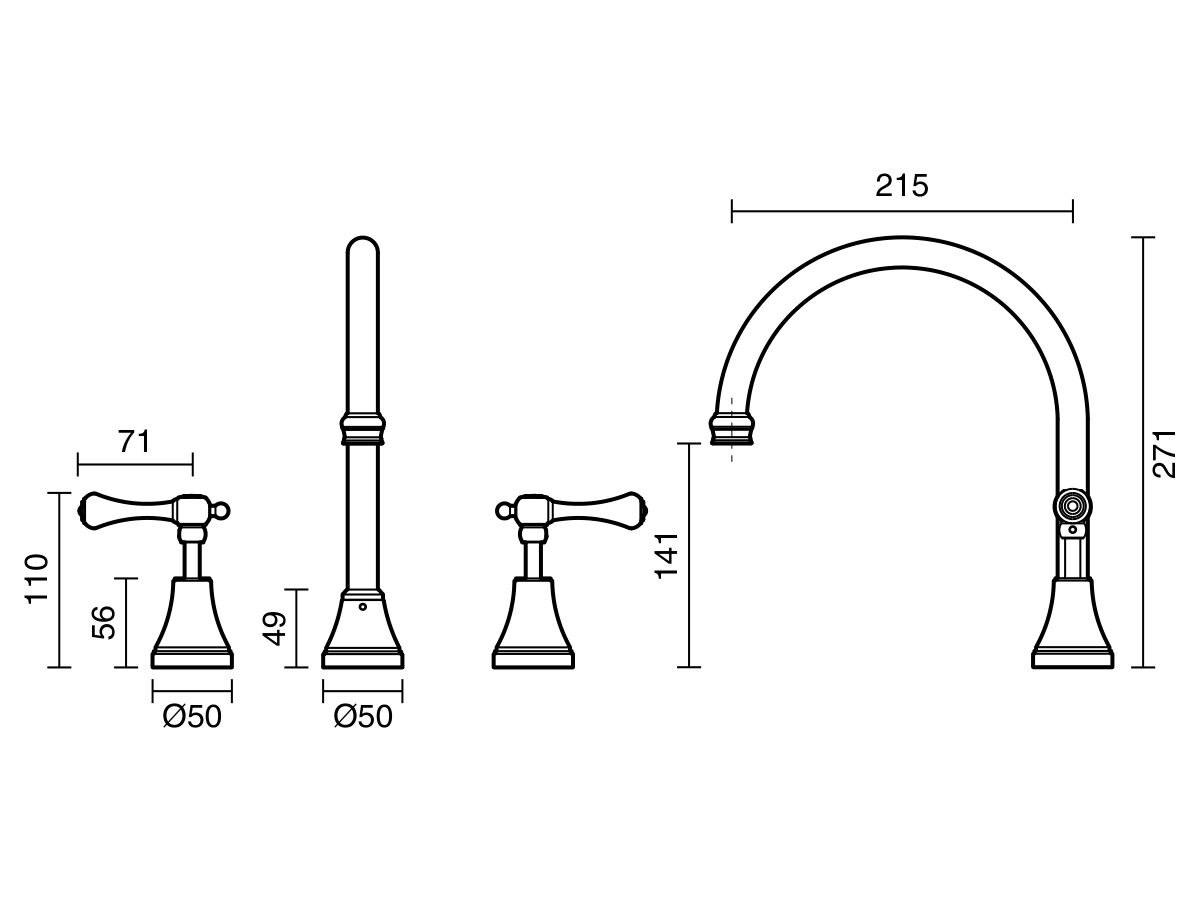 Kado Era Swivel Hob Set Lever Handle Brass Gold (5 Star) from Reece