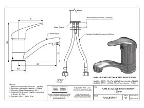 Ram Tapware Slimline Basin Mixer Tap Swivel 125mm Chrome (4 Star) from ...