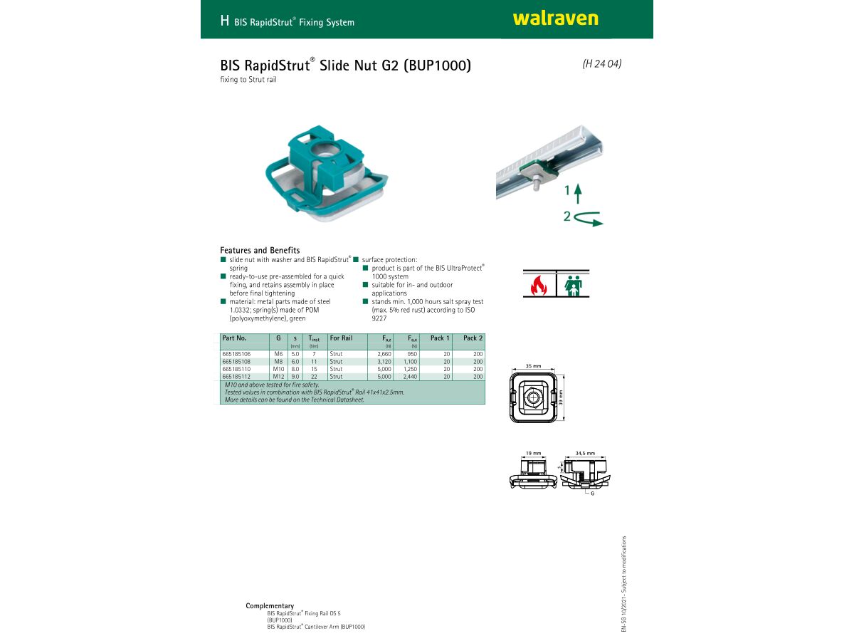 Walraven Rapidstrut Slide Nut Bup M12 from Reece