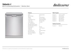 Bellissimo TBD4SS-7 Freestanding Dishwasher 60cm Stainless Steel from Reece