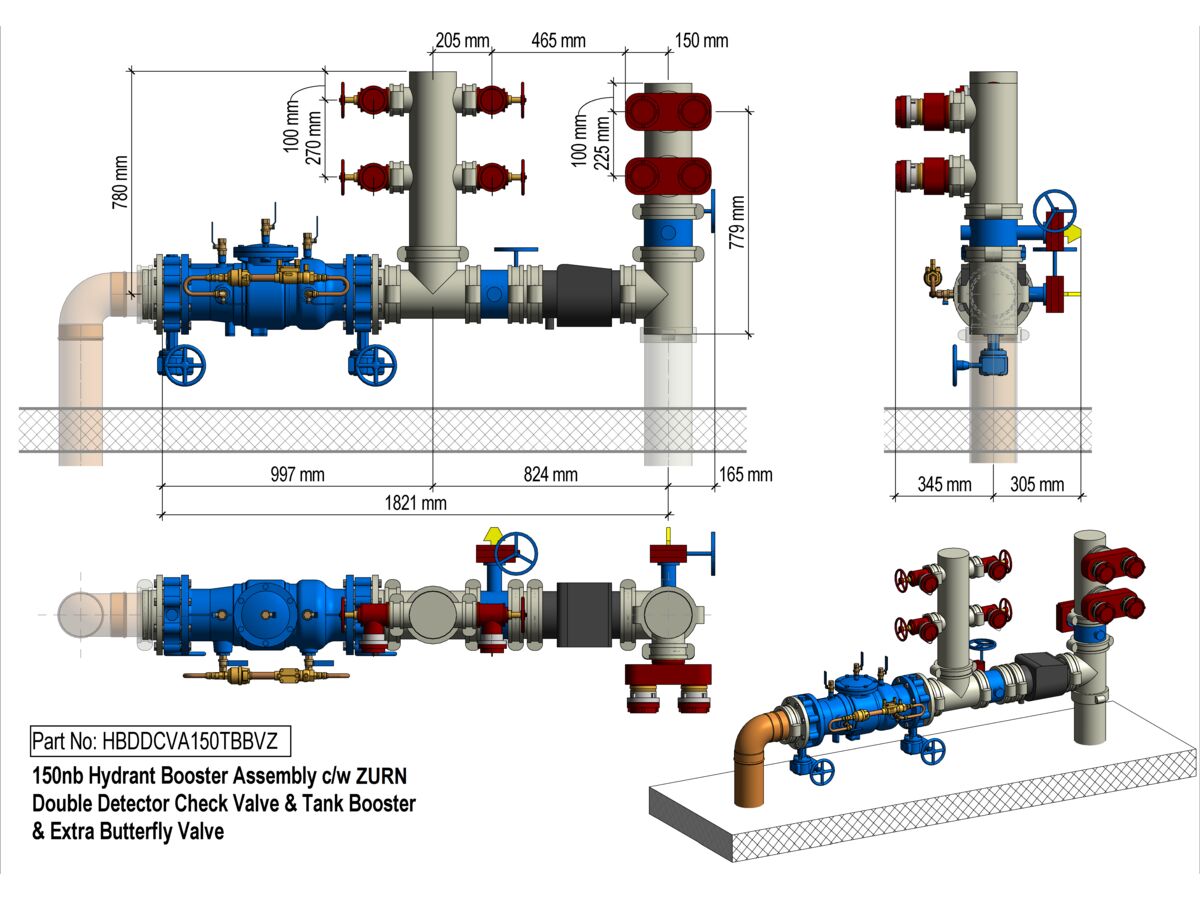 FQ Hydrant Booster Zurn Table E + Ball Valve 150mm from Reece