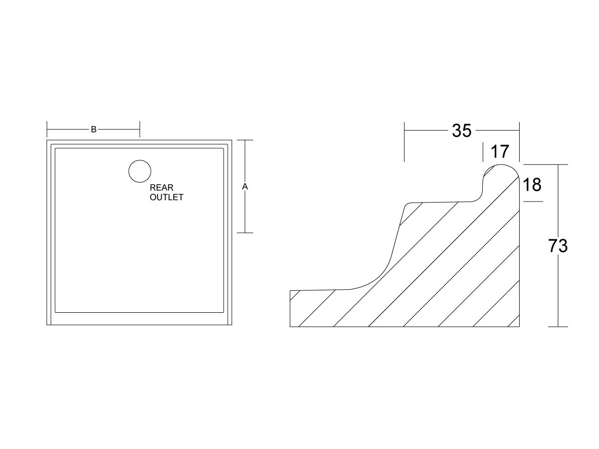Marbletrend Flinders Polymarble Shower Base 900mm x 900mm Centre Outlet ...