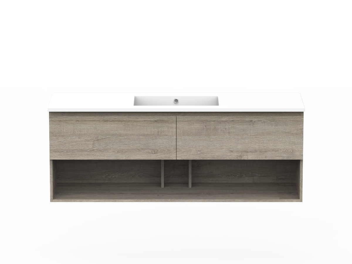 Posh Domaine Open Shelf All-Drawer 1500mm Single Bowl Basin Wall Hung ...