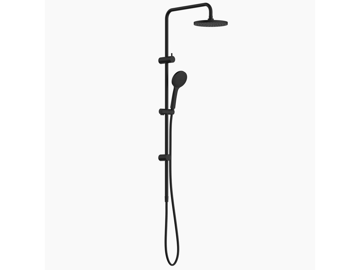 Clark Round II Rail Shower with Overhead Black (3 Star) from Reece