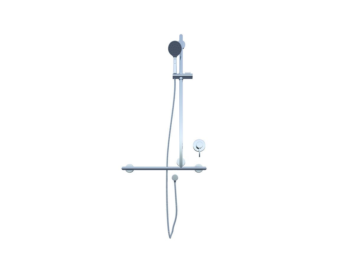 Stainless Steel / Chrome Twin Rail with Handset, Hose & Elbow & Mixer ...