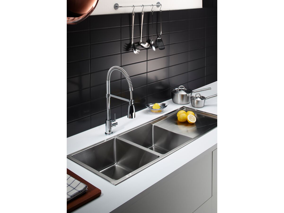 AFA Flow Double Bowl Undermount / Inset Sink 1 Taphole with Quick-Fit ...