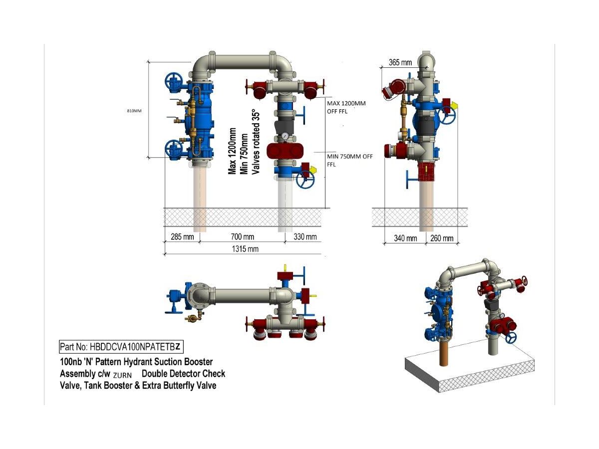 Hydrant Booster Double Detector Check Valve Assembly 100Nb T/E N ...