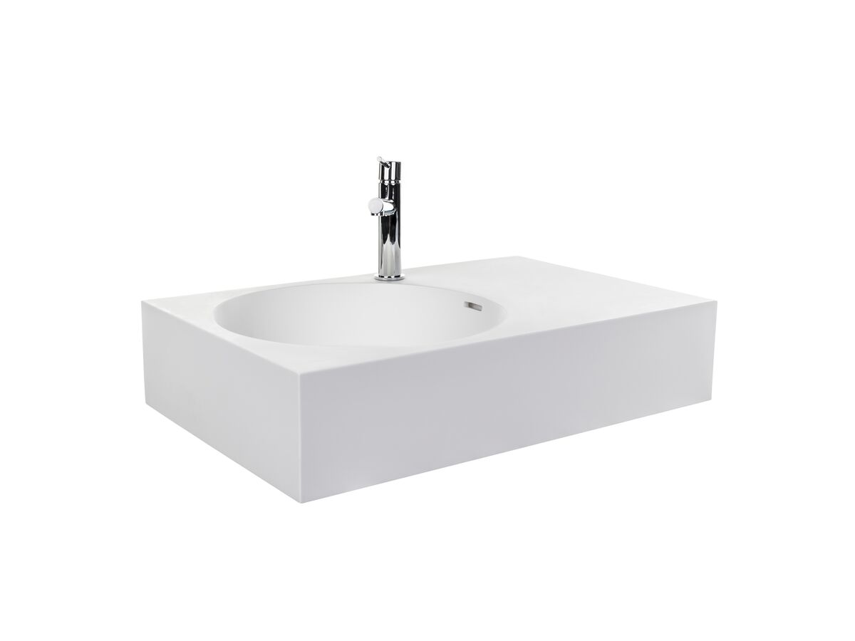 Omvivo Neo Solid Surface Wall Basin Left Hand Bowl 1 Taphole 700mm ...