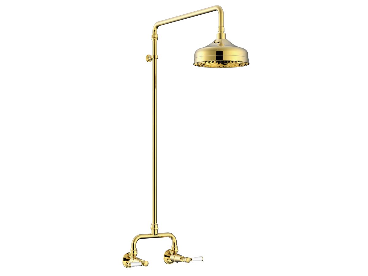 Posh Canterbury Exposed Shower Set Lever Porcelain Handles Polished ...