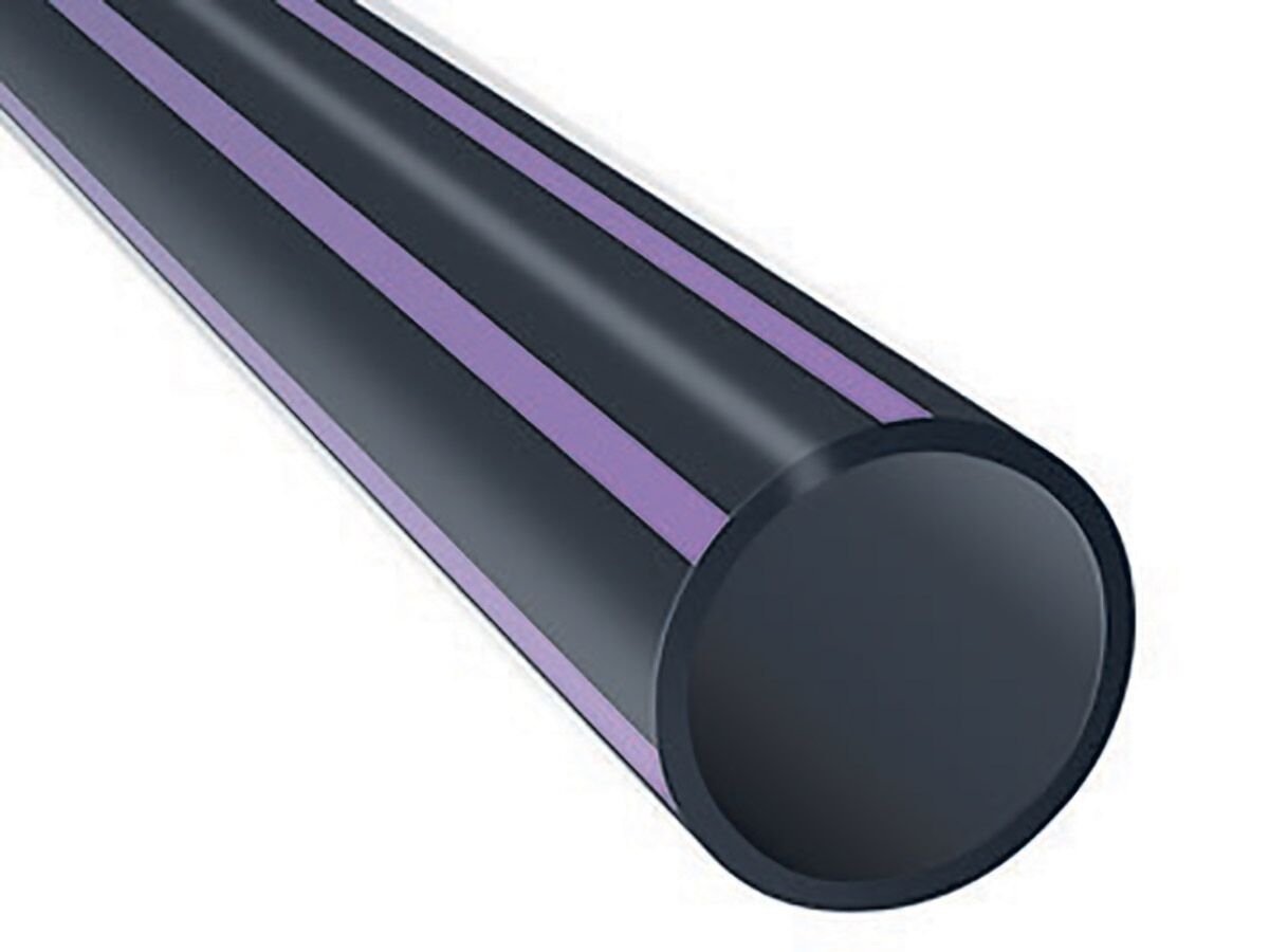 PE Pipe Purple Stripe PN12.5 PE100 125mm x 12mtr from Reece