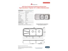 AFA Flow Double Bowl Undermount/Inset Sink Right Hand Bowl 1 Taphole ...