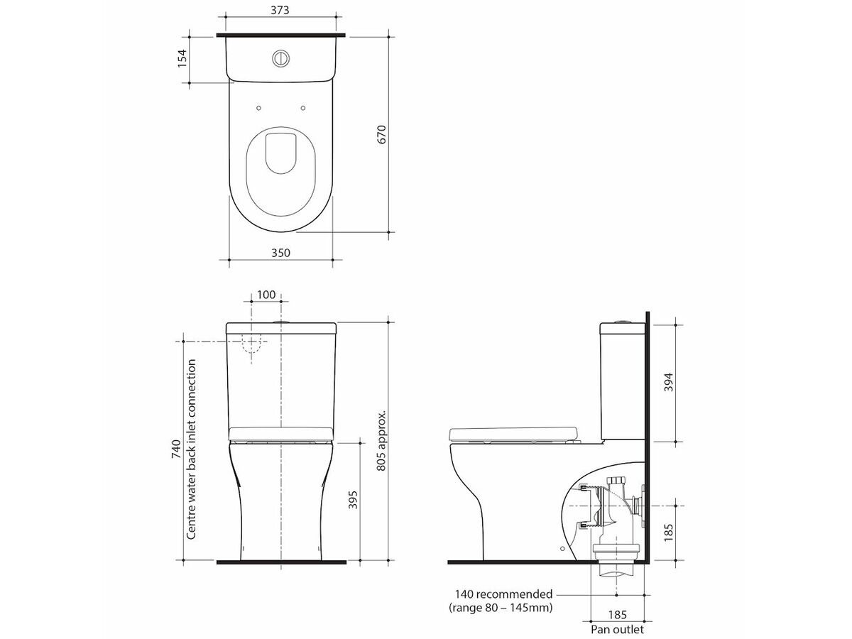 Caroma Dorado Wall Faced Back Entry Toilet Suite White 4 Star from Reece