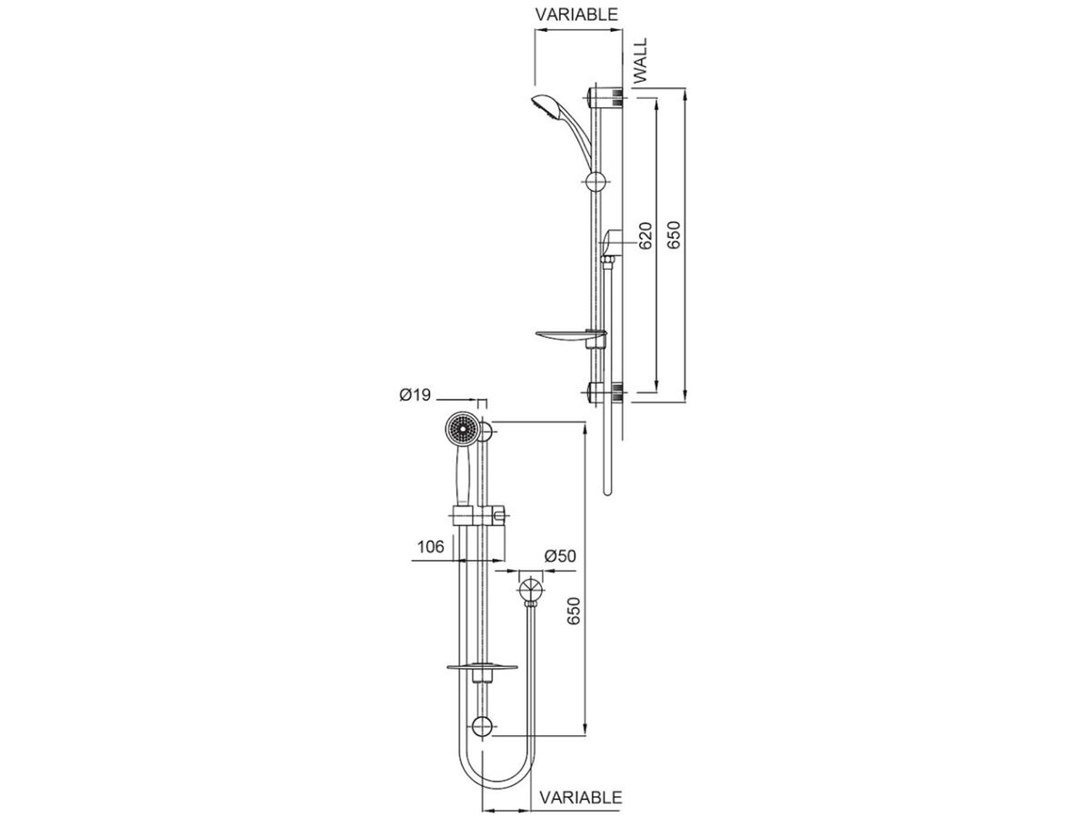 Aurora Rail Shower Chrome (3 Star) from Reece