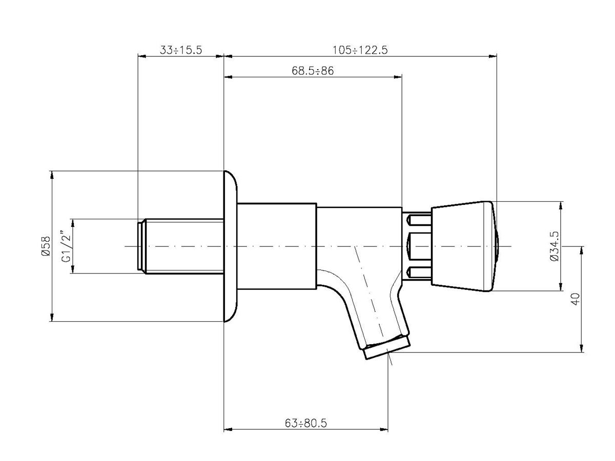 Gentec Flostop Time Flow Single Temperature Wall Mounted Bib Tap (6 ...
