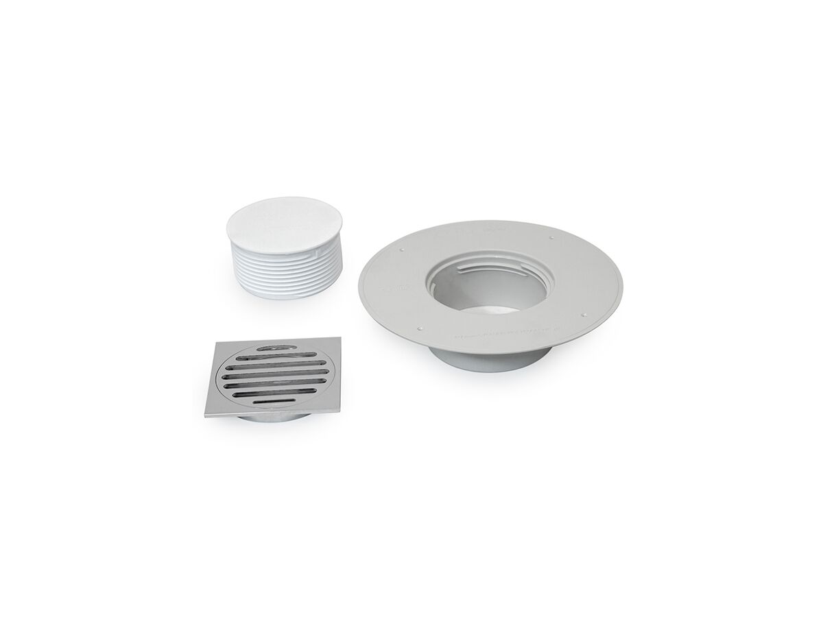 Cyclone Leak Control Flange with Square Grate 100mm from Reece