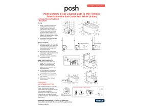 Posh Domaine Rimless Close Coupled Back to Wall Toilet Suite Back Inlet ...