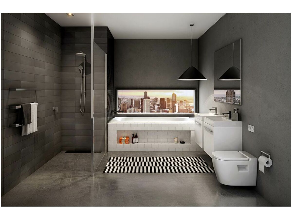 Kado Lux Fixed Shower Screen Panel and Ceiling Support 1200mm Chrome ...