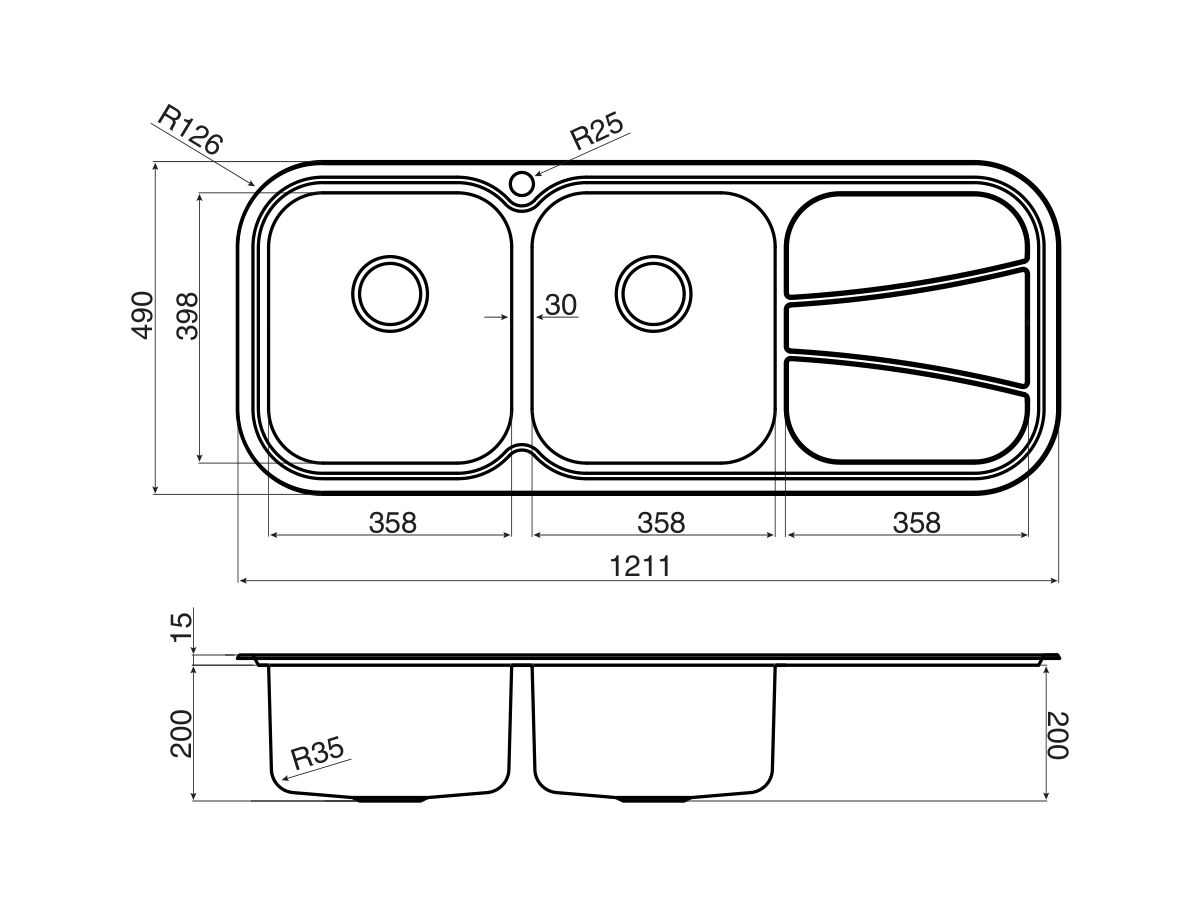 AFA Flow Double Bowl Undermount/ Inset Sink Left Hand Bowl 1 Taphole ...