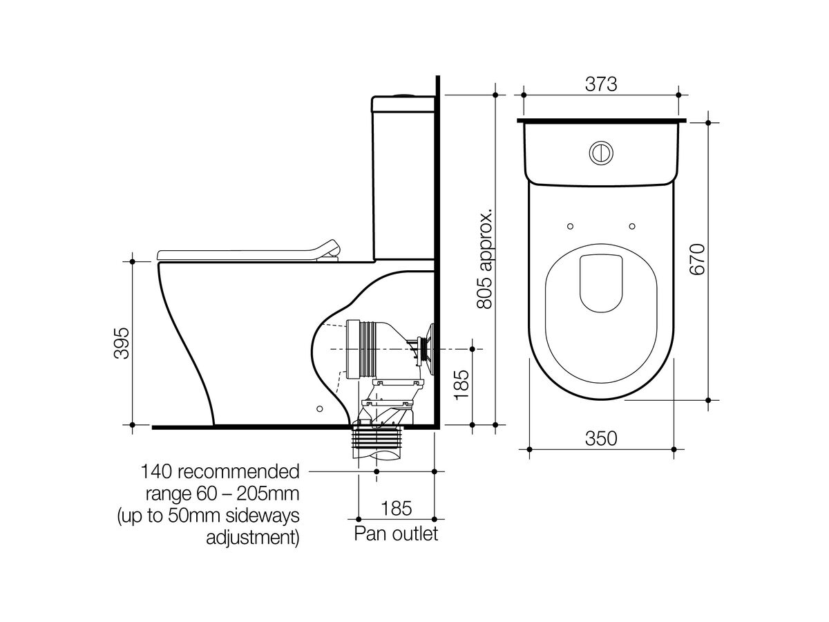 Caroma School Smart Cleanflush Wall Faced Close Coupled BE White Seat ...