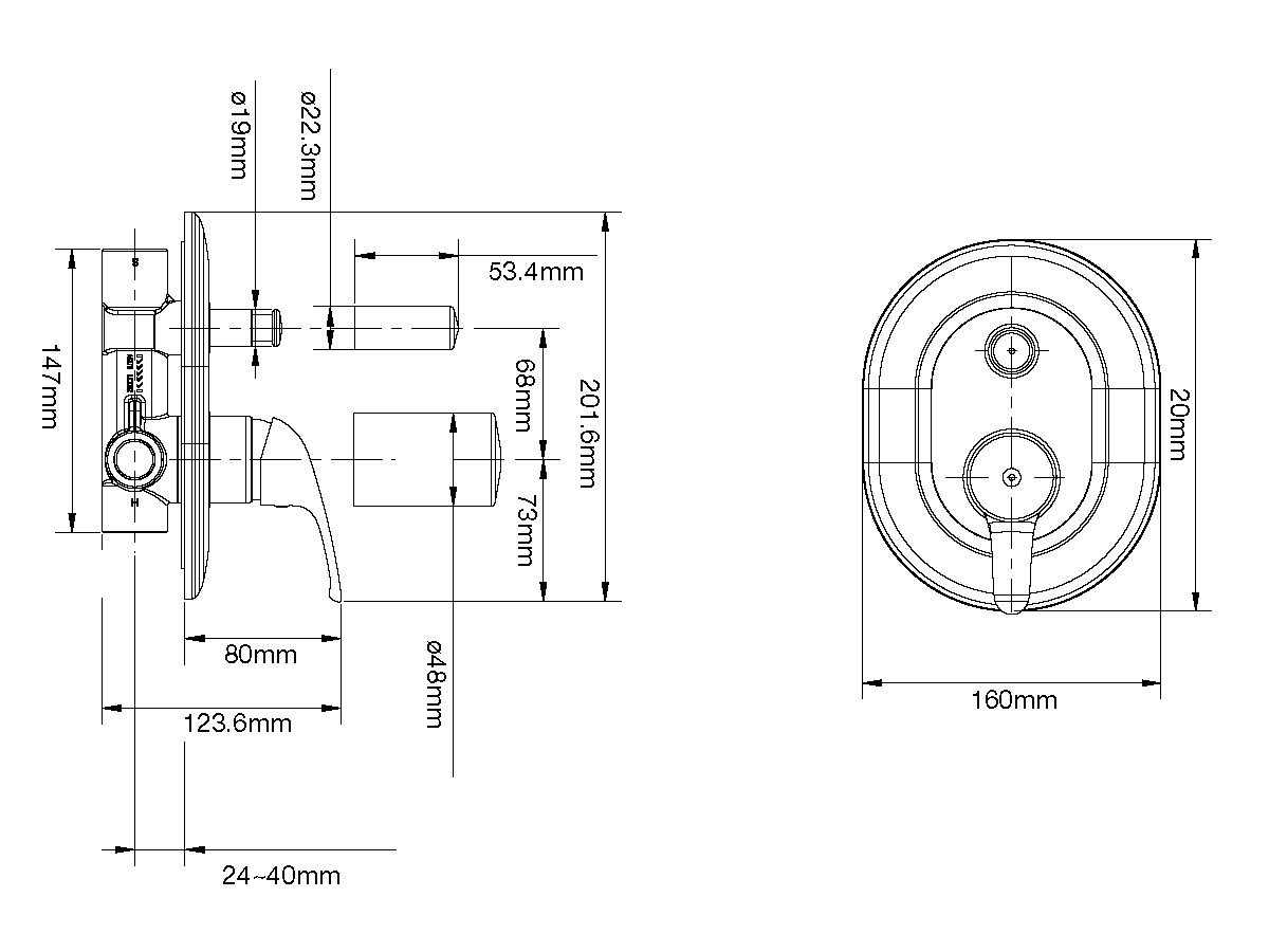 Posh Bristol Shower Mixer With Diverter Chrome from Reece