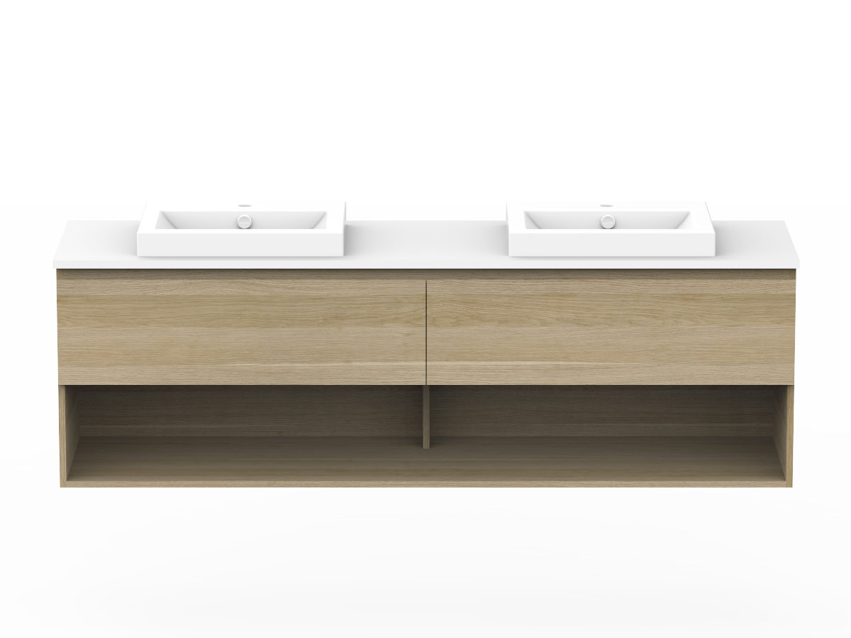 Posh Domaine Plus All Drawer with Shelf 1800mm Wall Hung Vanity Double ...