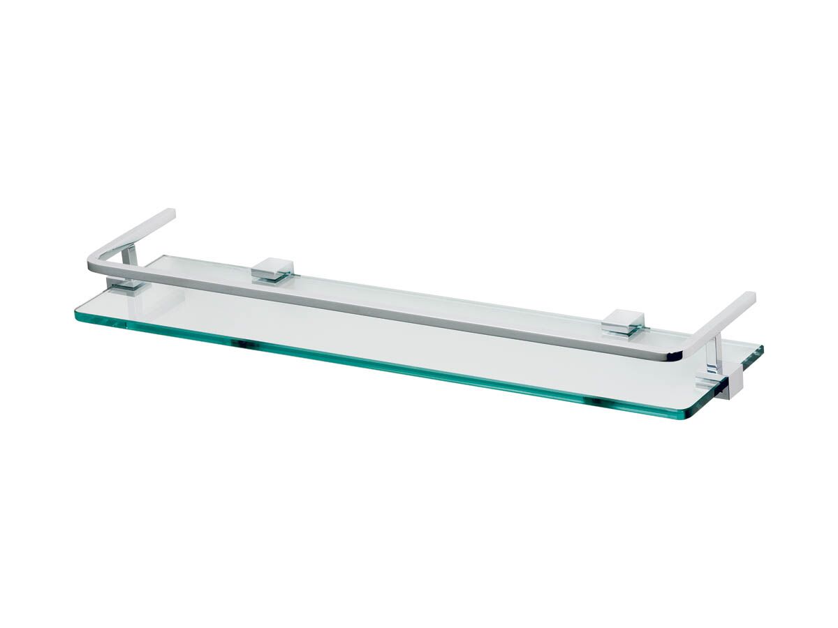 Mizu Bloc Glass Shelf with Railing 500mm Chrome from Reece