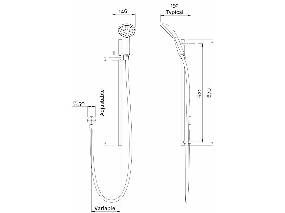 Methven Kiri MK2 Rail Shower (3 Star) from Reece