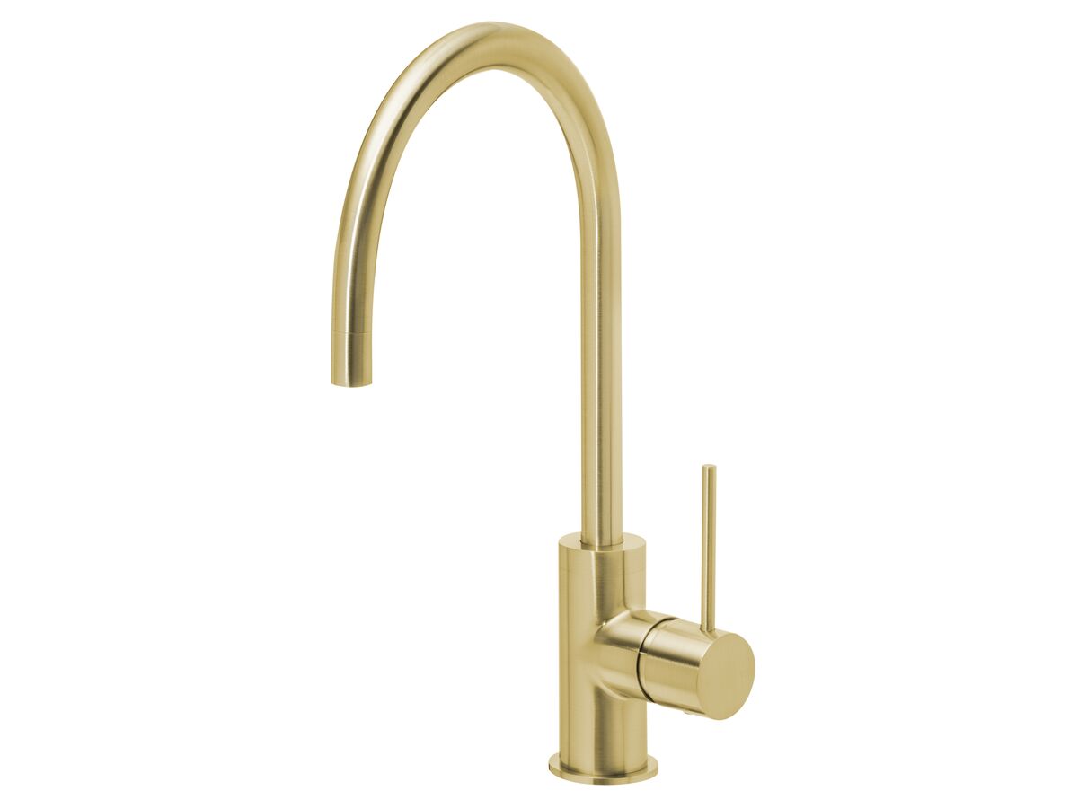 Phoenix Vivid Slimline Gooseneck Sink Mixer Tap 220mm Brushed Gold (4 ...