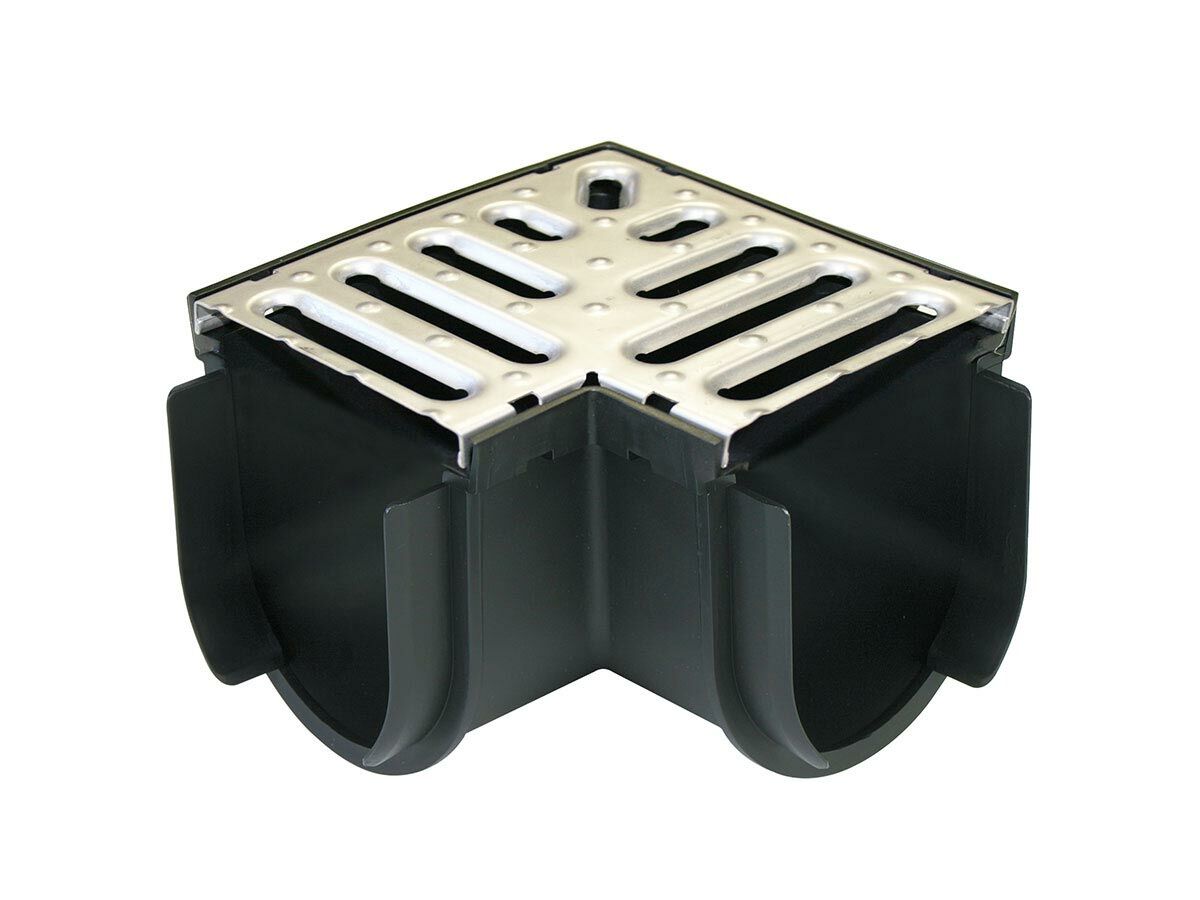 Storm Drain 90 Degree Corner with Stainless Steel Grate from Reece
