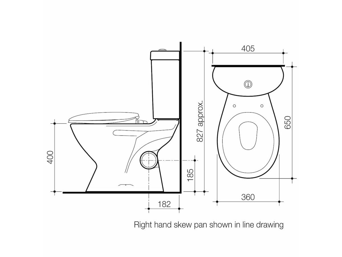 Caroma Profile Right Hand Skew Trap Close Coupled Toilet Suite White (4 ...