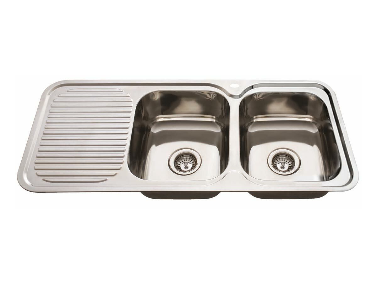 Nugleam 1180 Double Bowl Sink Right Hand Basin 73136 Stainless Steel ...