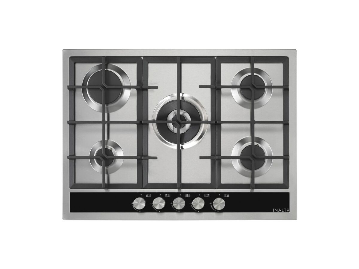 InAlto Cooktop Gas 700mm 5 Burner Including Wok Burner from Reece