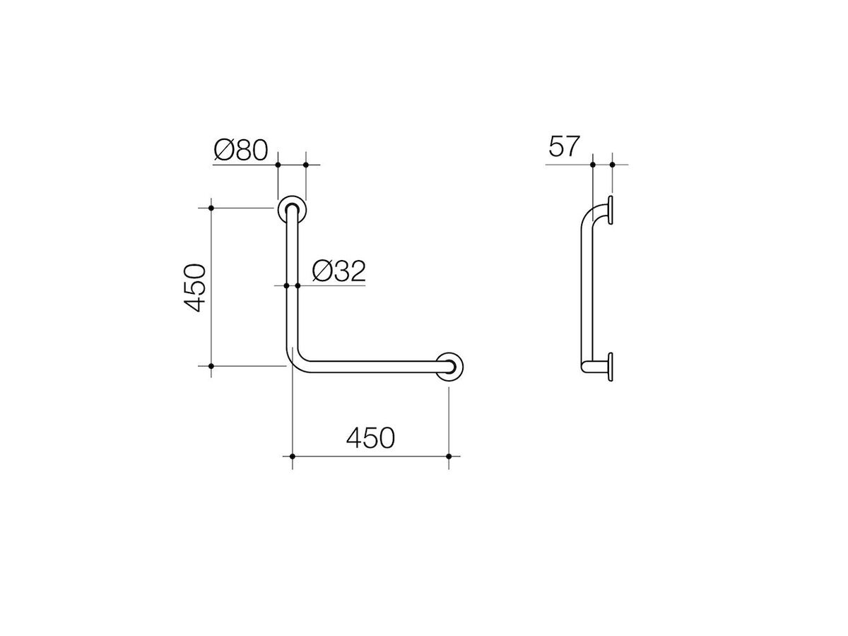 Caroma Care Support Grab Rail 450 x 450mm 90 Degree Angle Stainless ...