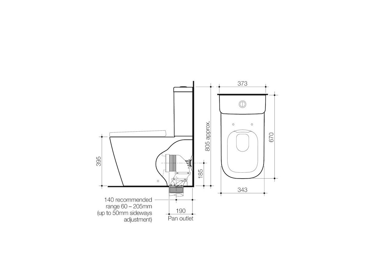 Caroma Luna Square Cleanflush Wall Faced Close Coupled Back Entry ...