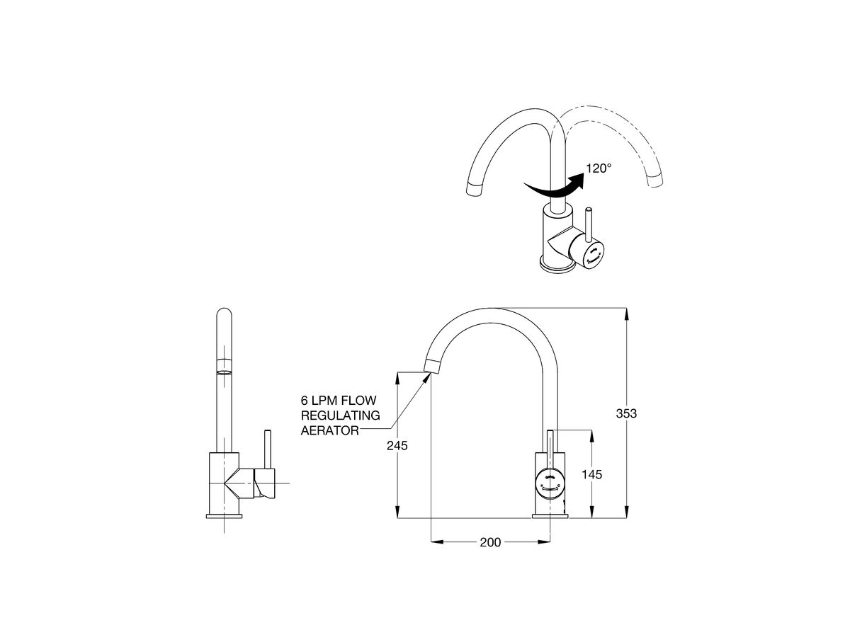 CliniLever Stainless Steel Lead Safe Gooseneck Sink Mixer TM-SNKGX (5 ...