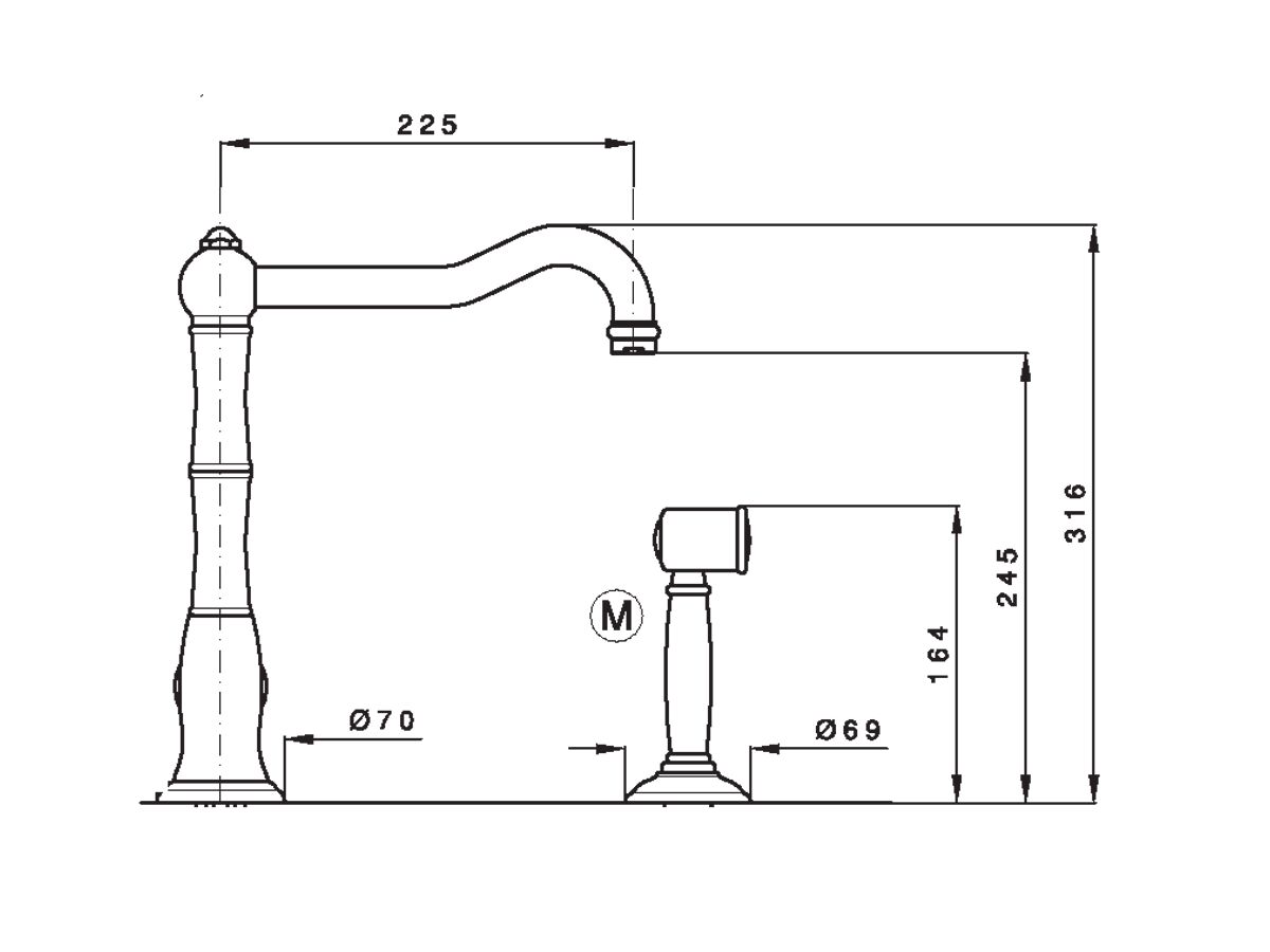 Nicolazzi Adore Swivel Sink Mixer Tapwith Pull Out Spray Satin Nickel ...