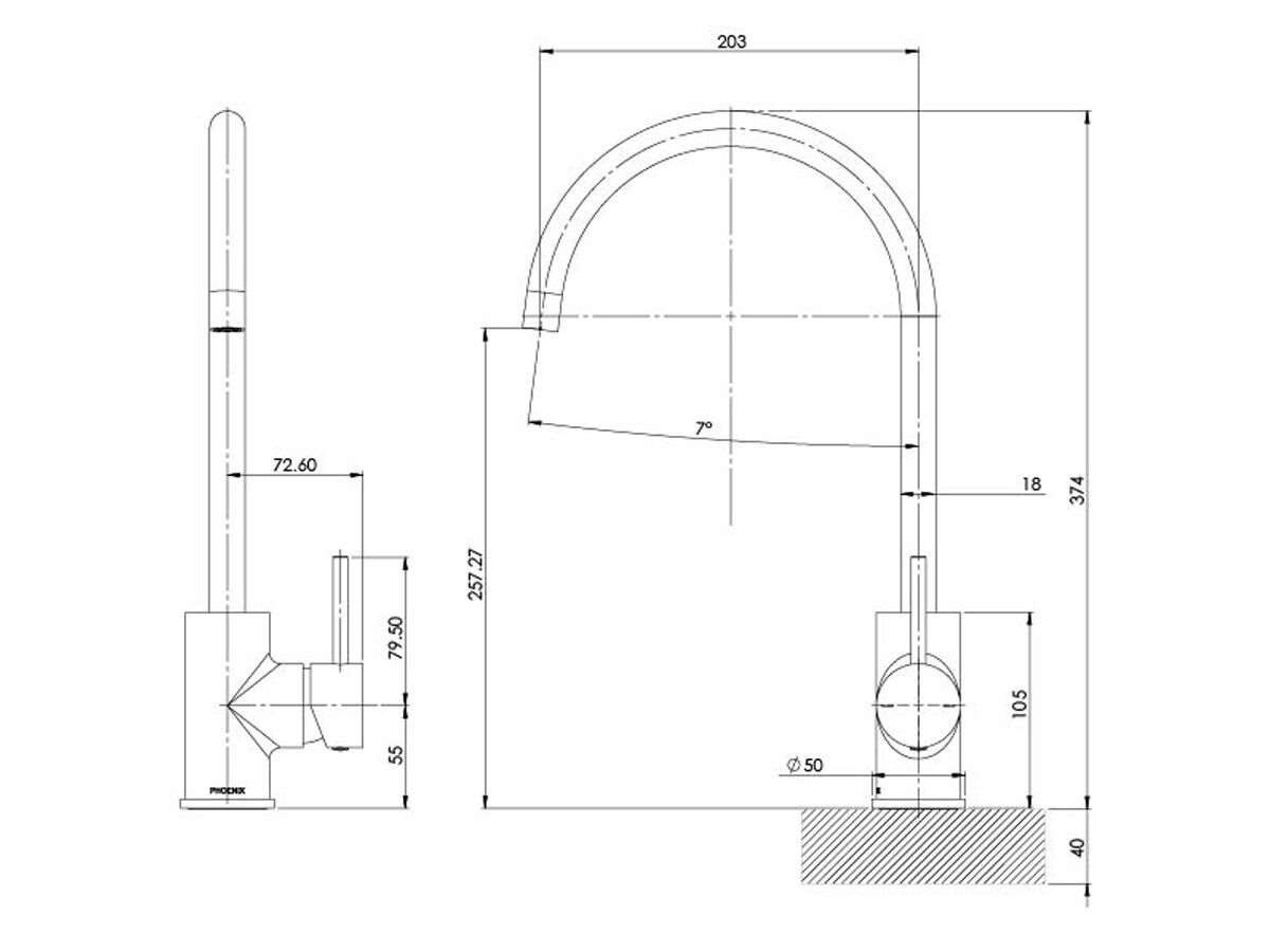 Phoenix Pina Gooseneck Sink Mixer Tap 200mm Chrome (4 Star) from Reece