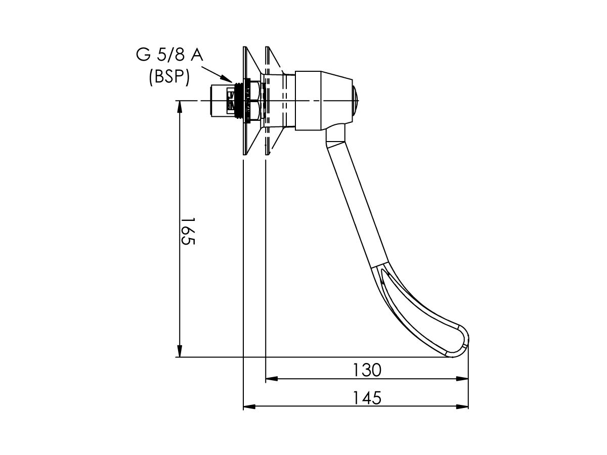 Enware Lever Action Recess Adaptor Tap 150mm Anti-Clockwise to Close ...