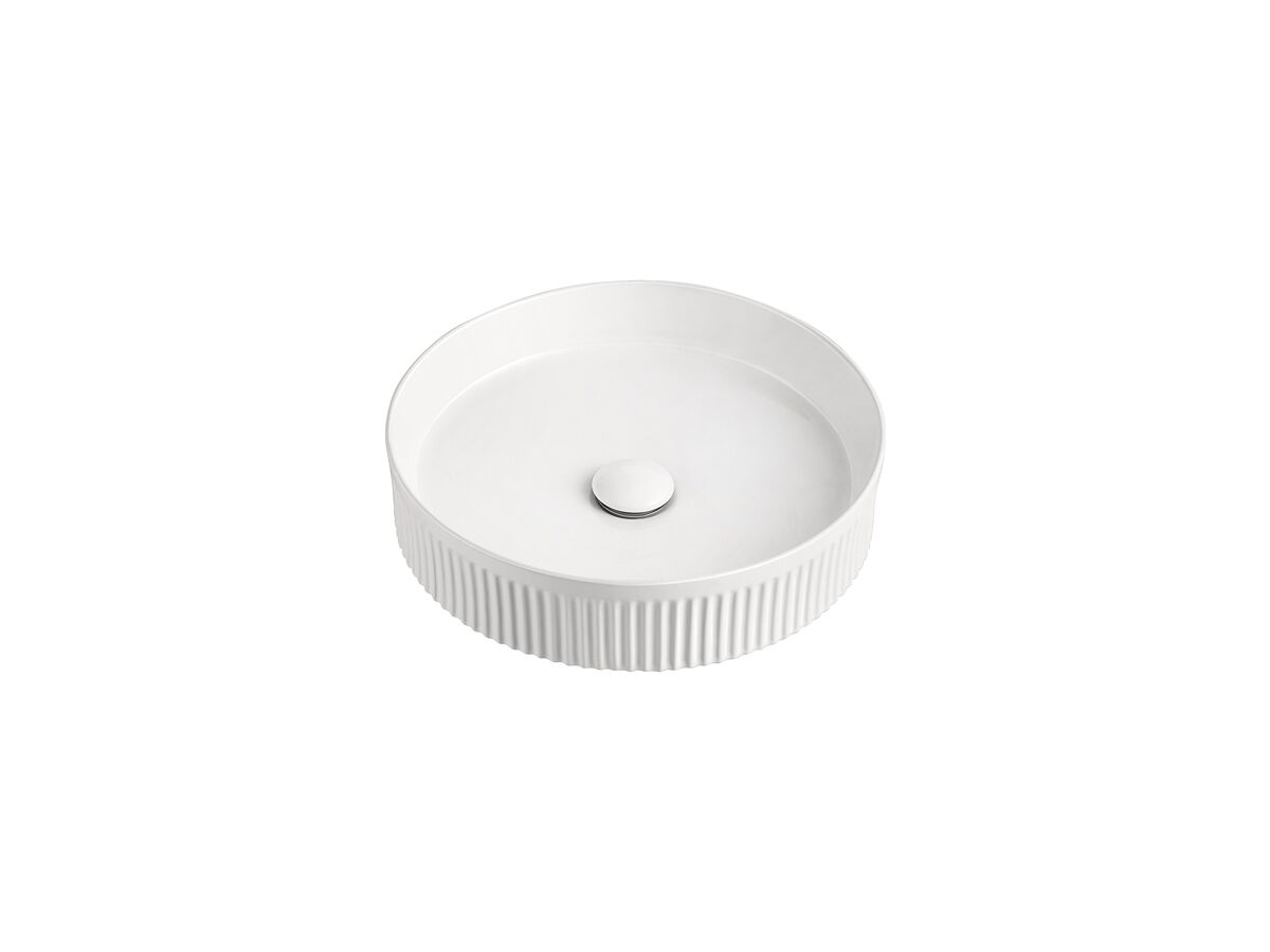 ADP Round Fluted Above Counter Basin 410mm x 100mm Gloss White from Reece