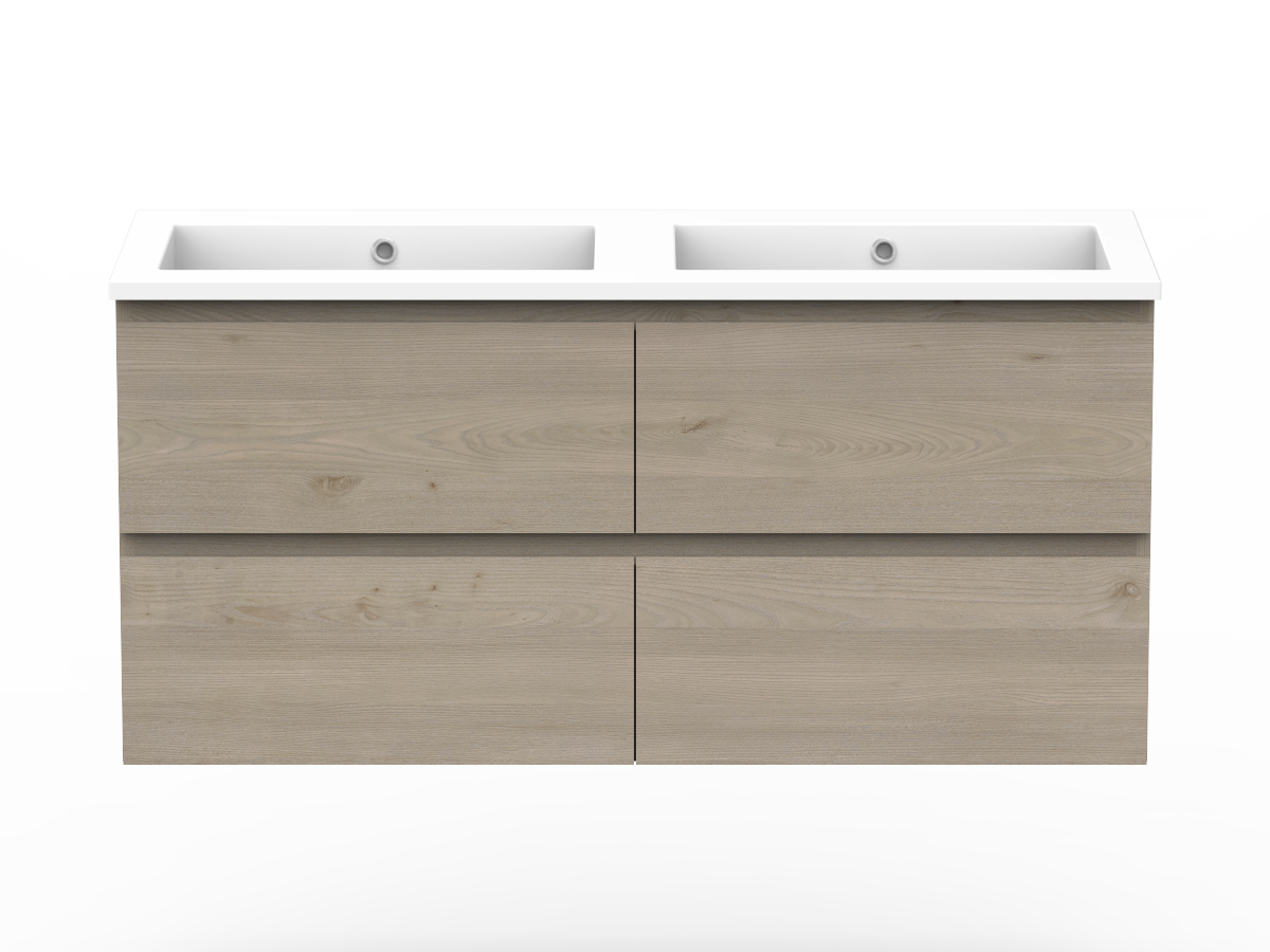 Posh Domaine All-Drawer Twin 1200mm Double Bowl Wall Hung Vanity Cast ...