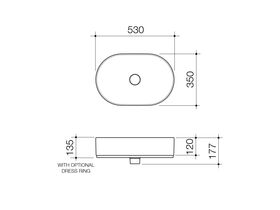 Caroma Liano II 530mm Pill Above Counter Basin White from Reece