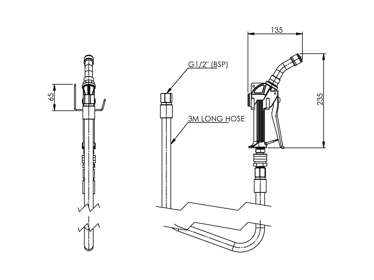 Hand Held Trigger Spray with SP325 Fixed Spray and 3 Meter Hose from Reece