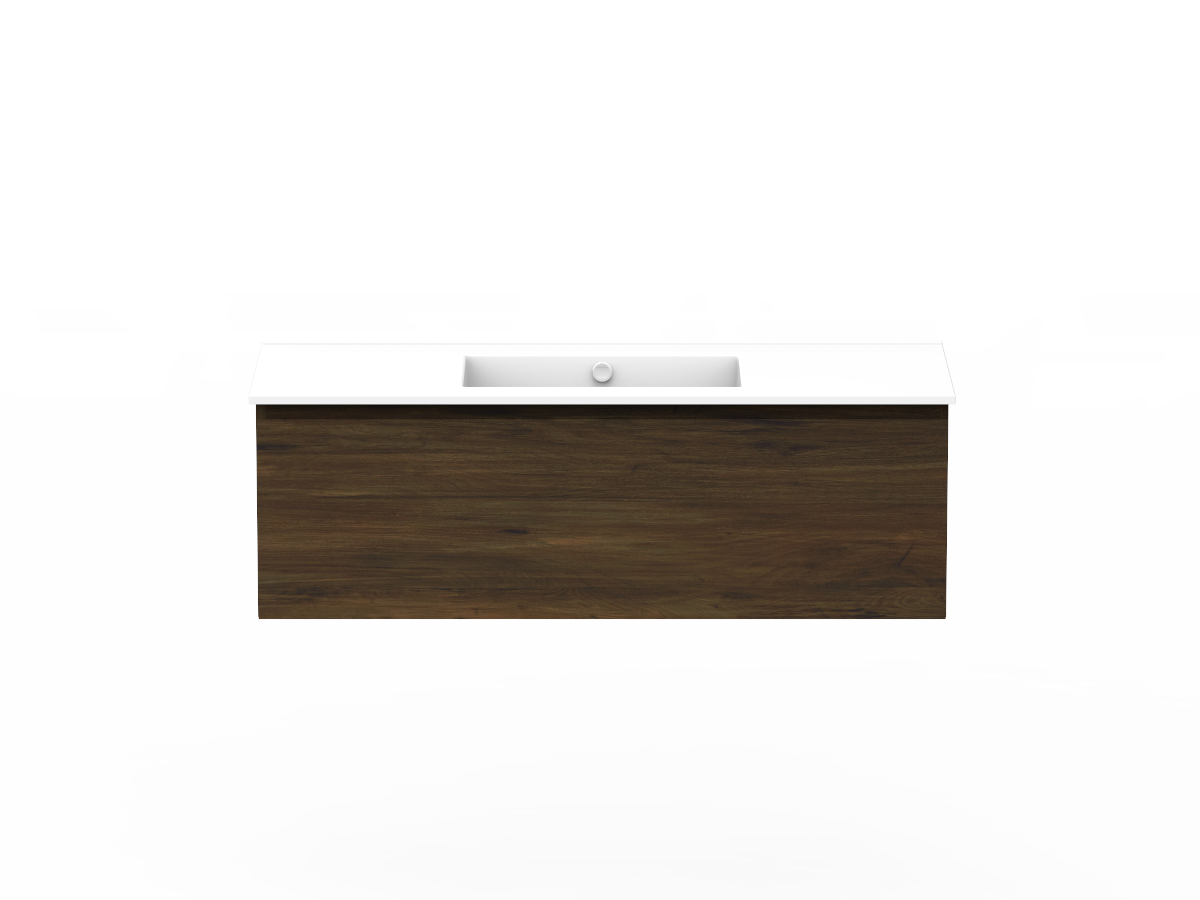 Posh Domaine All Drawer 1200mm Wall Hung Vanity Centre Basin Ceramic Top