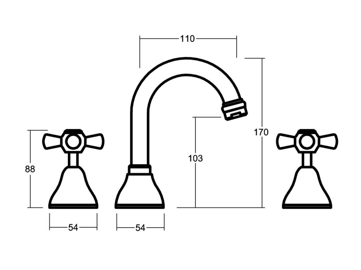 Verde Swivel Gooseneck Basin Set Almond Ivory/Gold (5 Star) from Reece